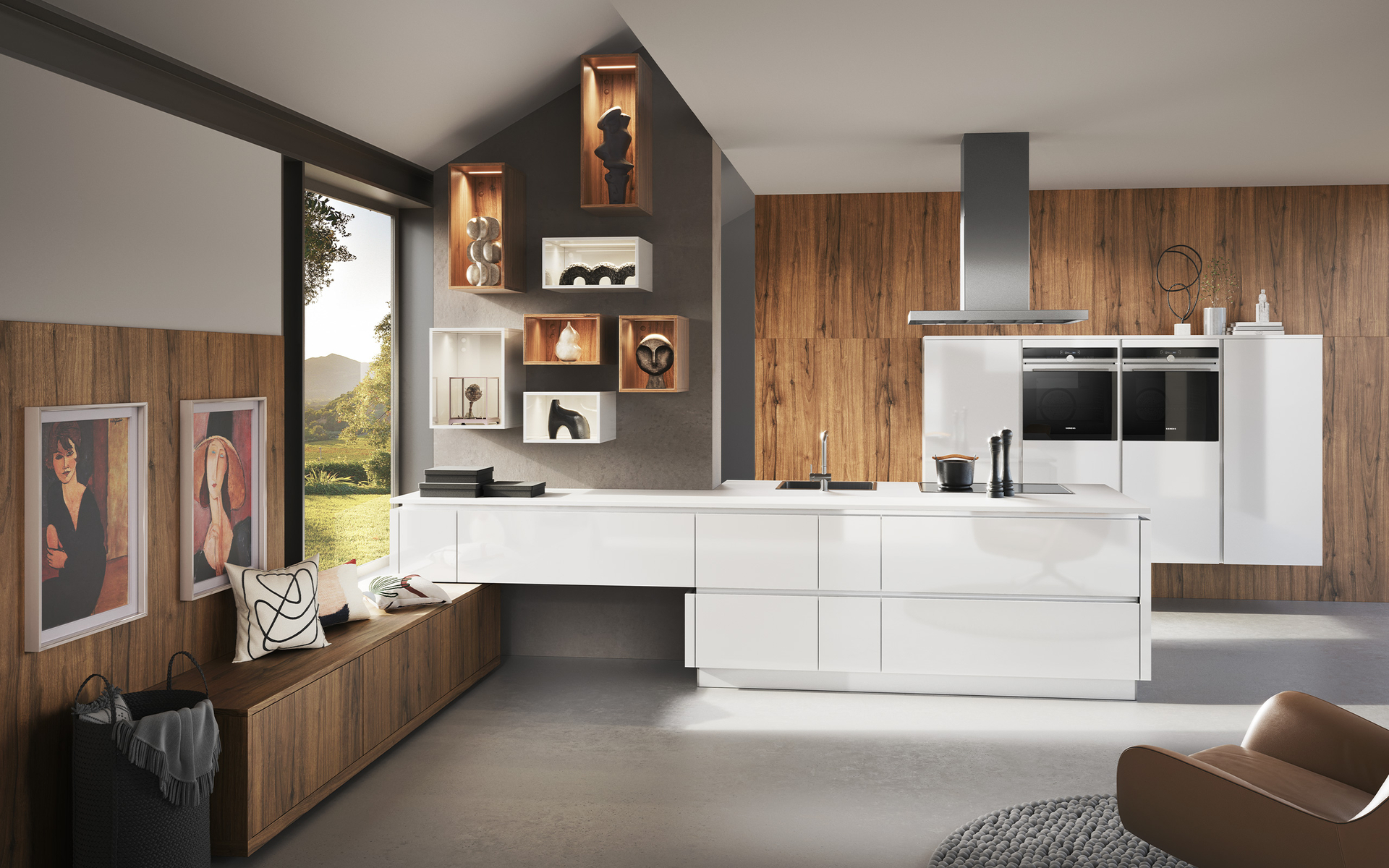 Perfect Brillant GL crystal white Bali walnut - Cwm Haus Kitchens